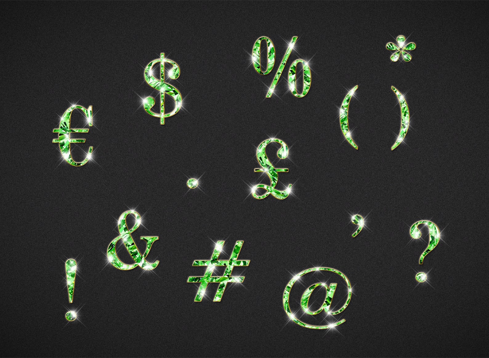 Lime Green Diamond Alphabet ART Clipart, Diamond in Gold Alphabet PNG ...