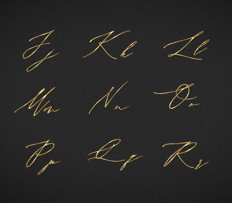 3D Gold Cursive Alphabet Clipart. Luxury Letters and Numbers - Etsy