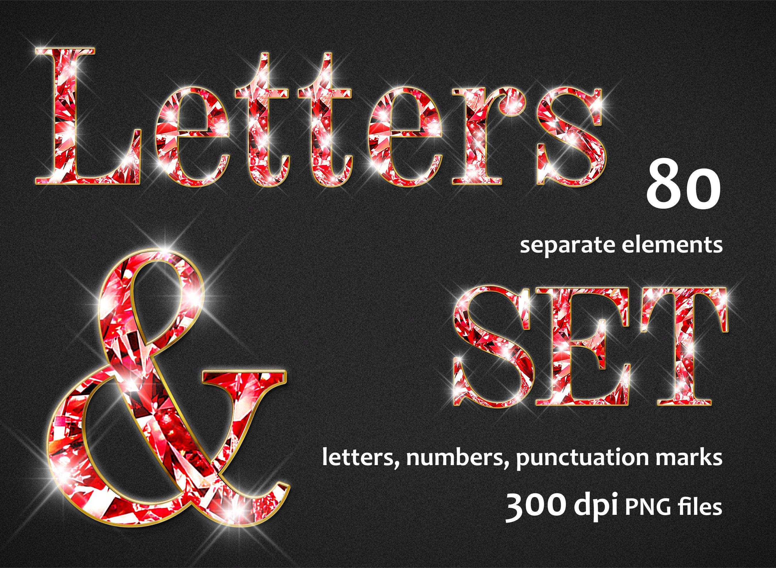 Red Diamond Alphabet ART Clipart Diamond in Gold Alphabet PNG | Etsy