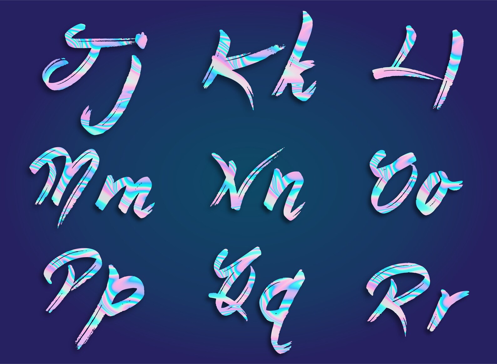 Holographic Alphabet Clipart Hologram Alphabet PNG Files - Etsy