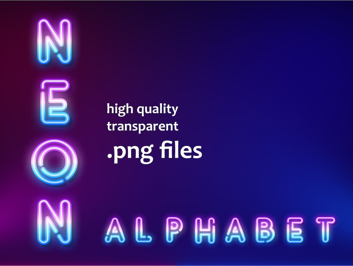 Neon Alphabet Clipart Neon Alphabet PNG Neon Letters Numbers - Etsy