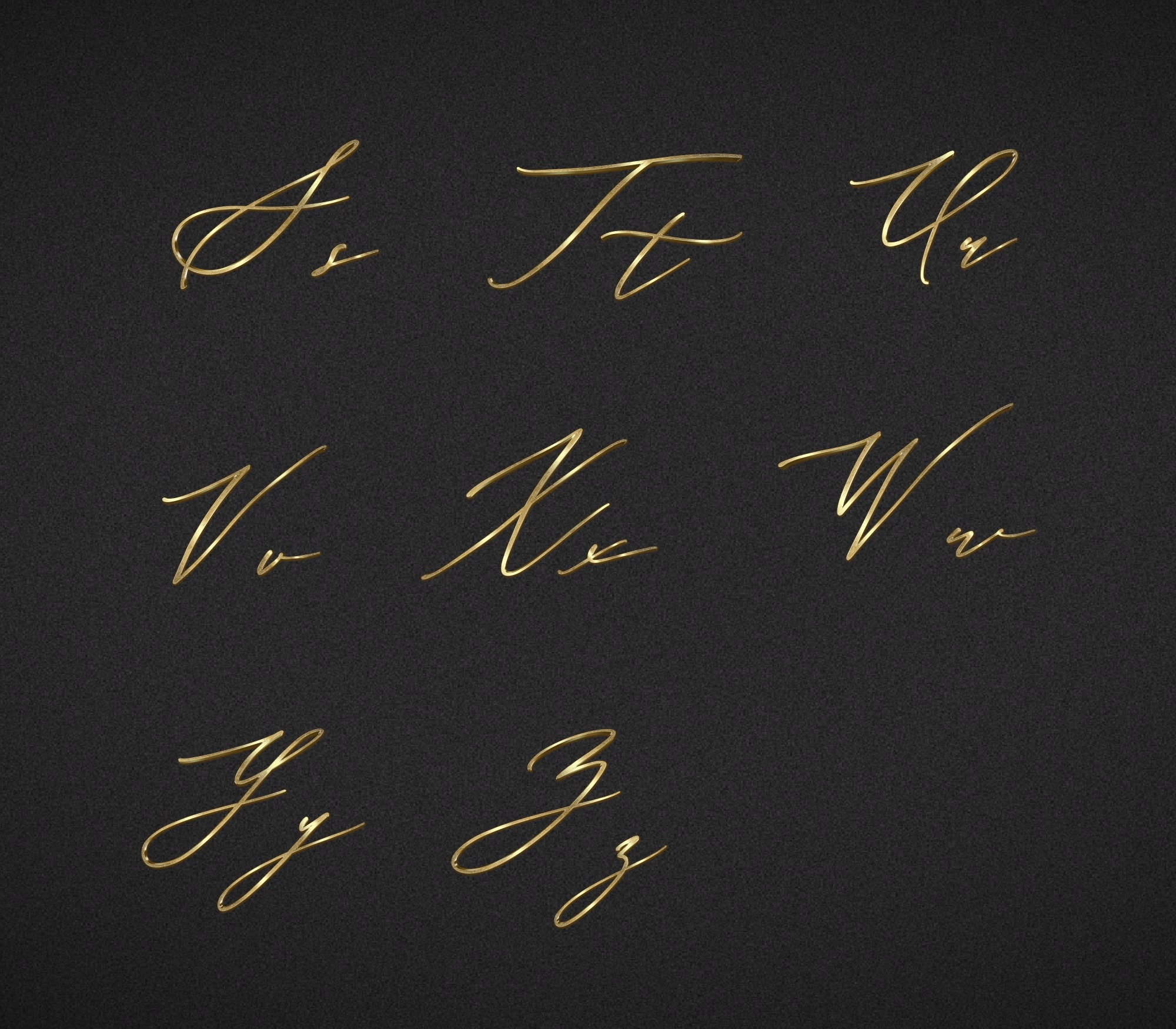 3D Gold Cursive Alphabet Clipart. Luxury Letters and Numbers - Etsy ...
