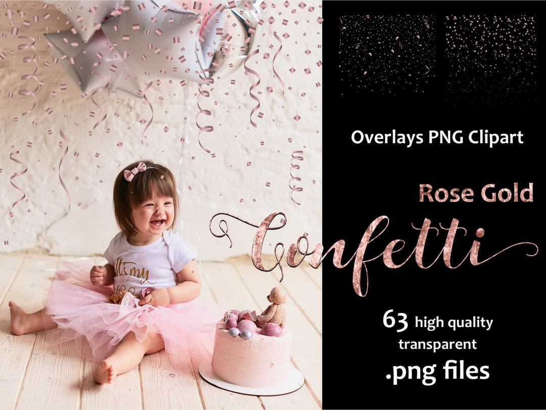 63 Rose Gold Confetti Overlays PNG Clipart, Photo Overlay, Metallic ...
