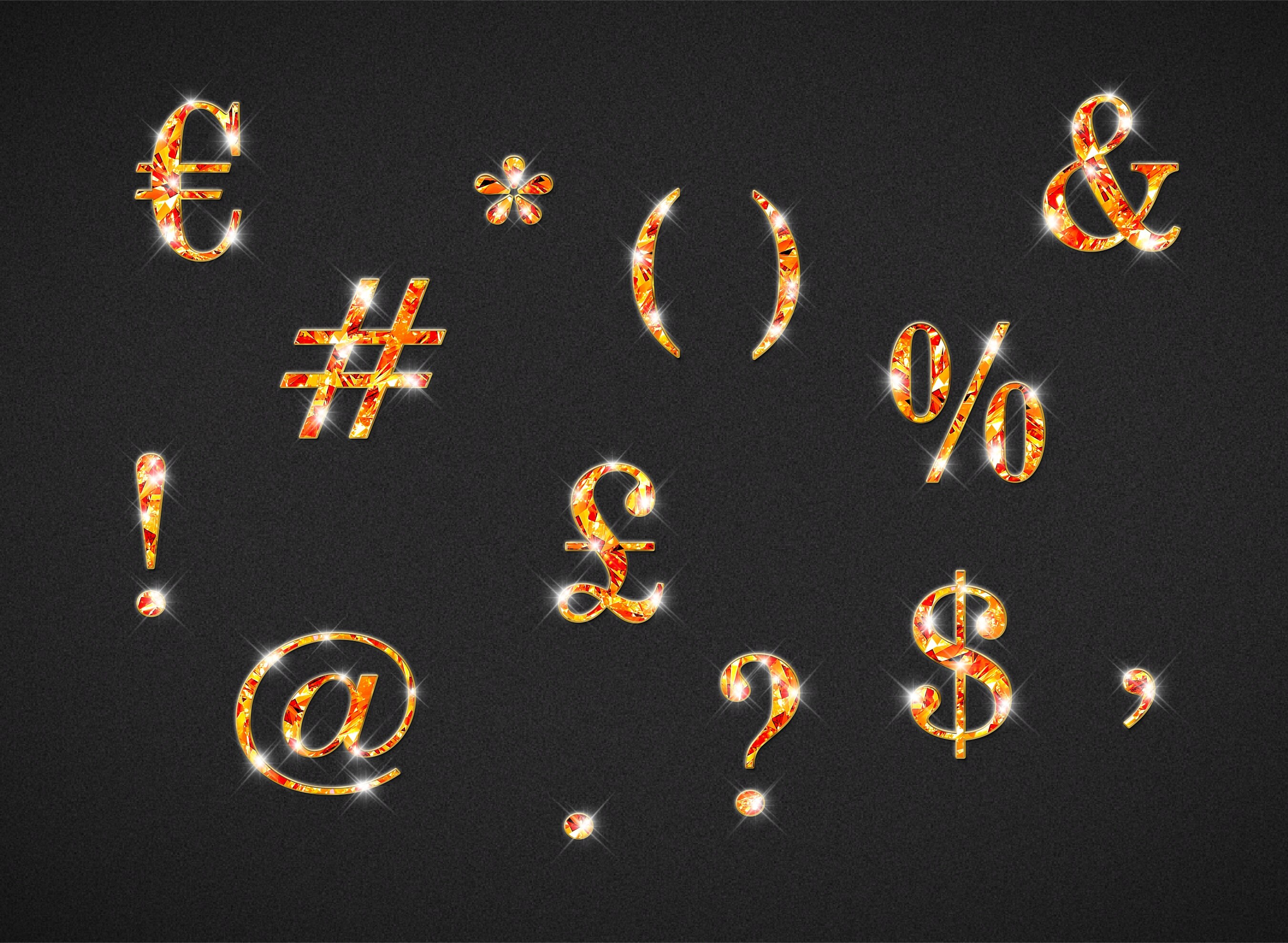 Orange Diamond Alphabet ART Clipart Shine Diamond in Gold - Etsy