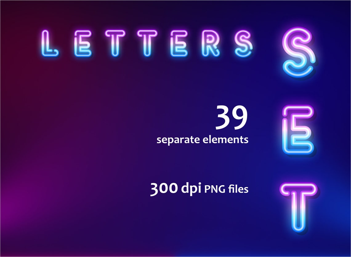 Neon Alphabet Clipart Neon Alphabet PNG Neon Letters Numbers - Etsy