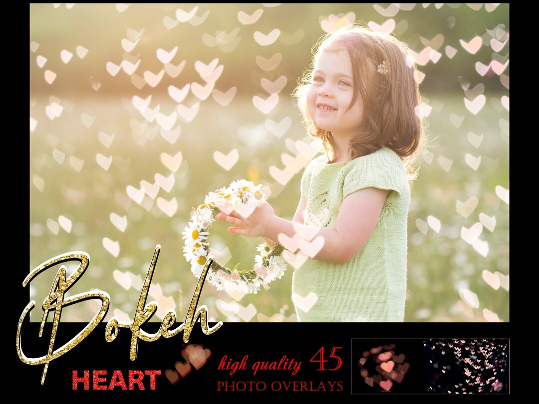 45 Heart Bokeh Overlays Photoshop Pink Valentine Bokeh * Love Pink Glitter Photo Overlay * Glow ...