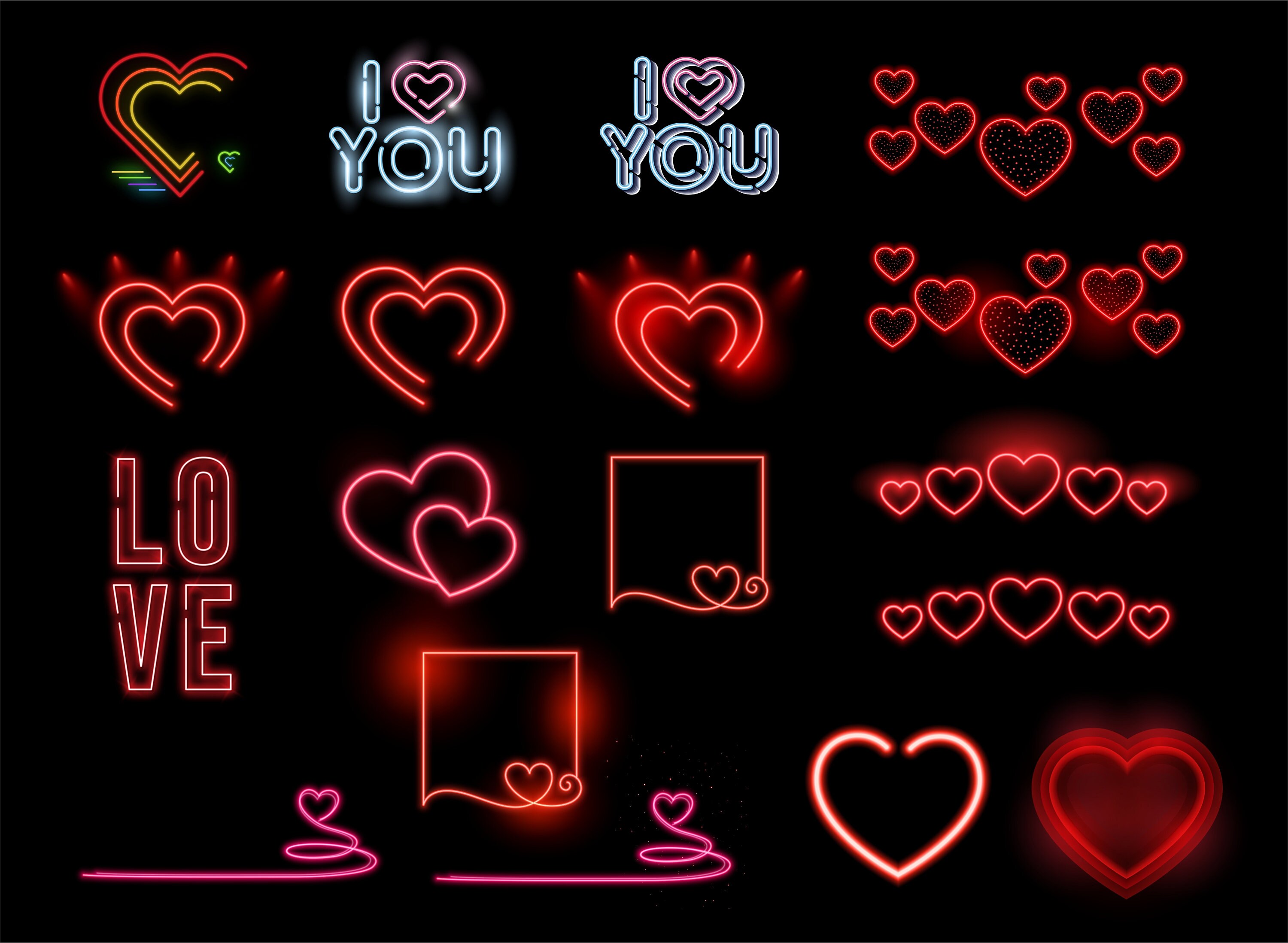 79 Neon Heart Photo Overlays Neon Effect Photo Overlays - Etsy