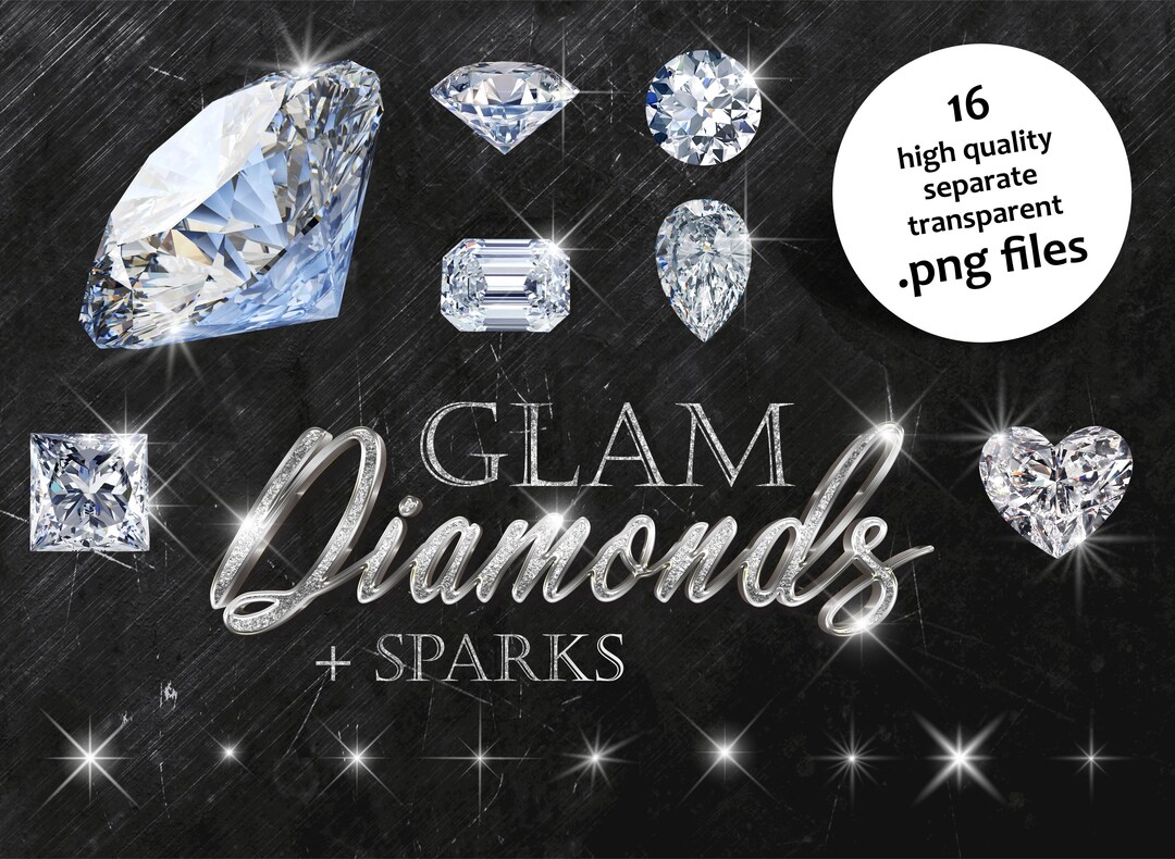 7 Glam Diamonds + 9 Sparks Overlays, Overlays PNG Clipart, Wedding ...