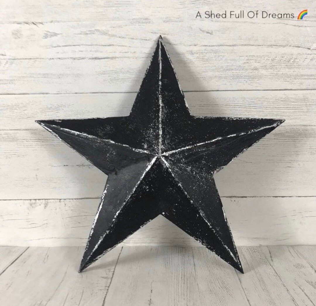 Estrella de madera - pintada a mano con acabado metálico en "polvo ...