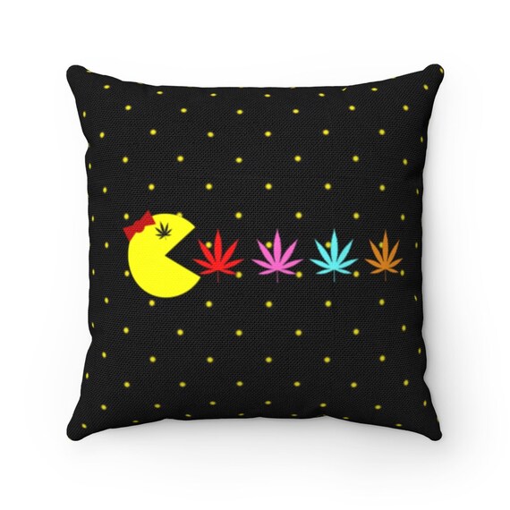 Ms. Pac-man Inspired Cannabis Themed Square Pillow Stoner Gift | Etsy