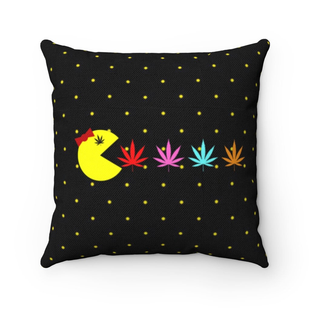 Ms. Pac-man Inspired Cannabis Themed Square Pillow Stoner Gift - Etsy