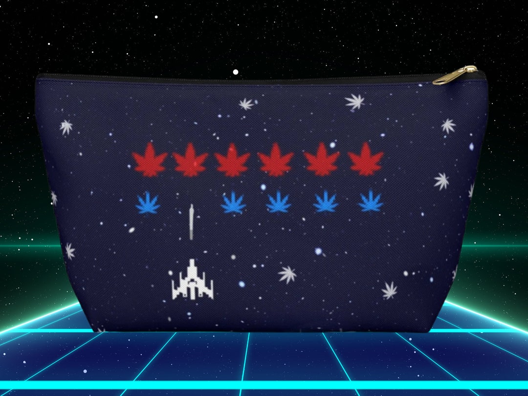 Galaga Inspired Cannabis Themed Stash Bag Makeup Bag Accessory Pouch ...