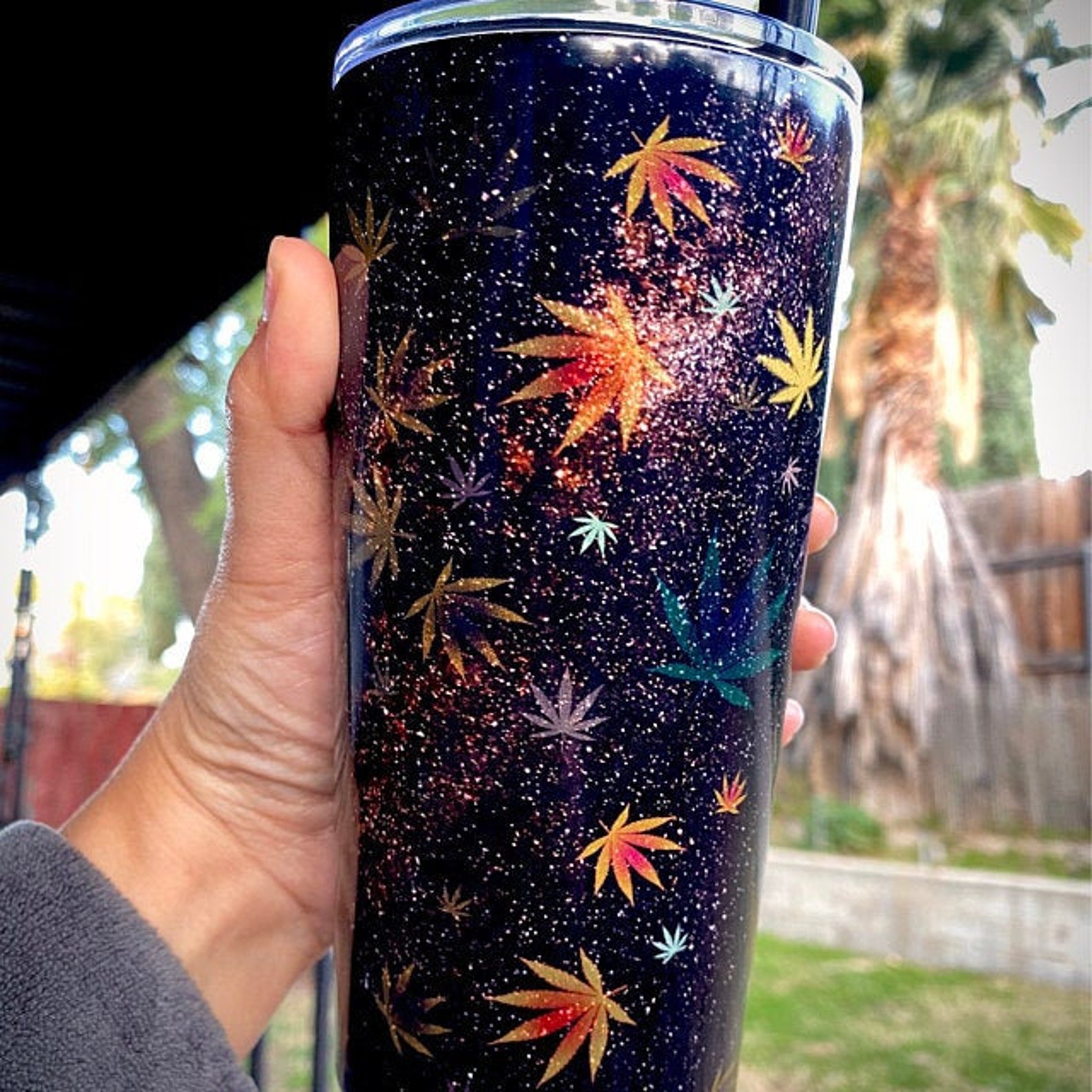 Fall Galaxy Cannabis Leaf Tumbler 20oz Stoner Gift - Etsy