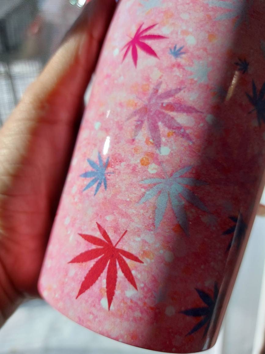 Pink Cannabis Leaf Themed Tumbler 20oz Stoner Gift - Etsy