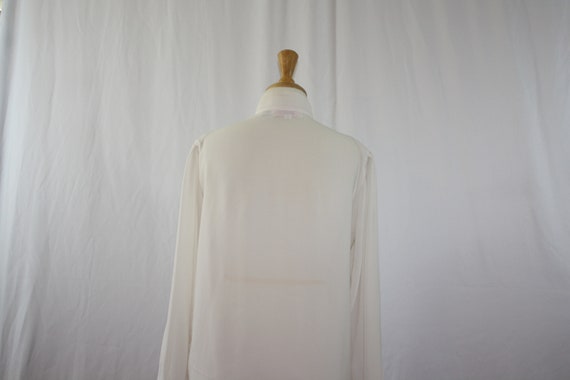 Why Sheer!! 80's Cream Silky Sheer Secretary Blouse … - Gem