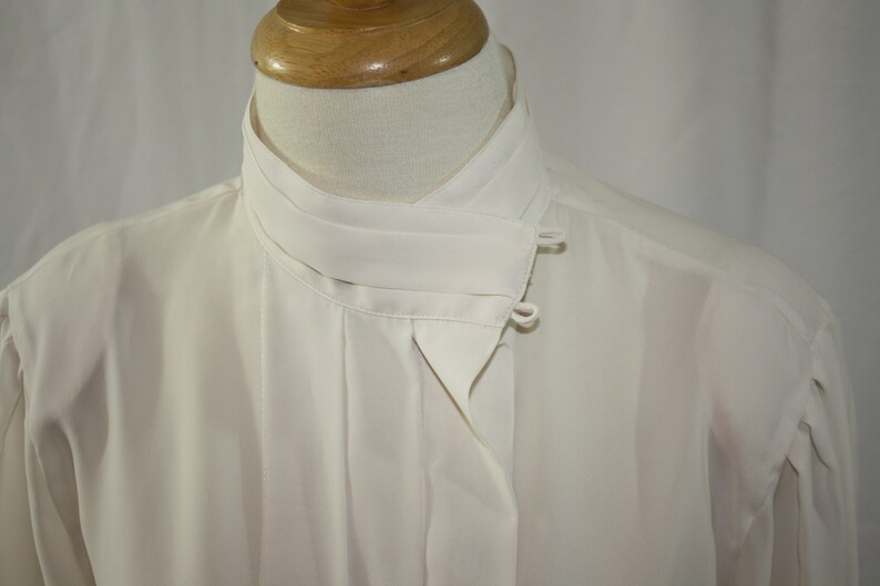 Why Sheer!! 80's Cream Silky Sheer Secretary Blouse Size 14 - Etsy