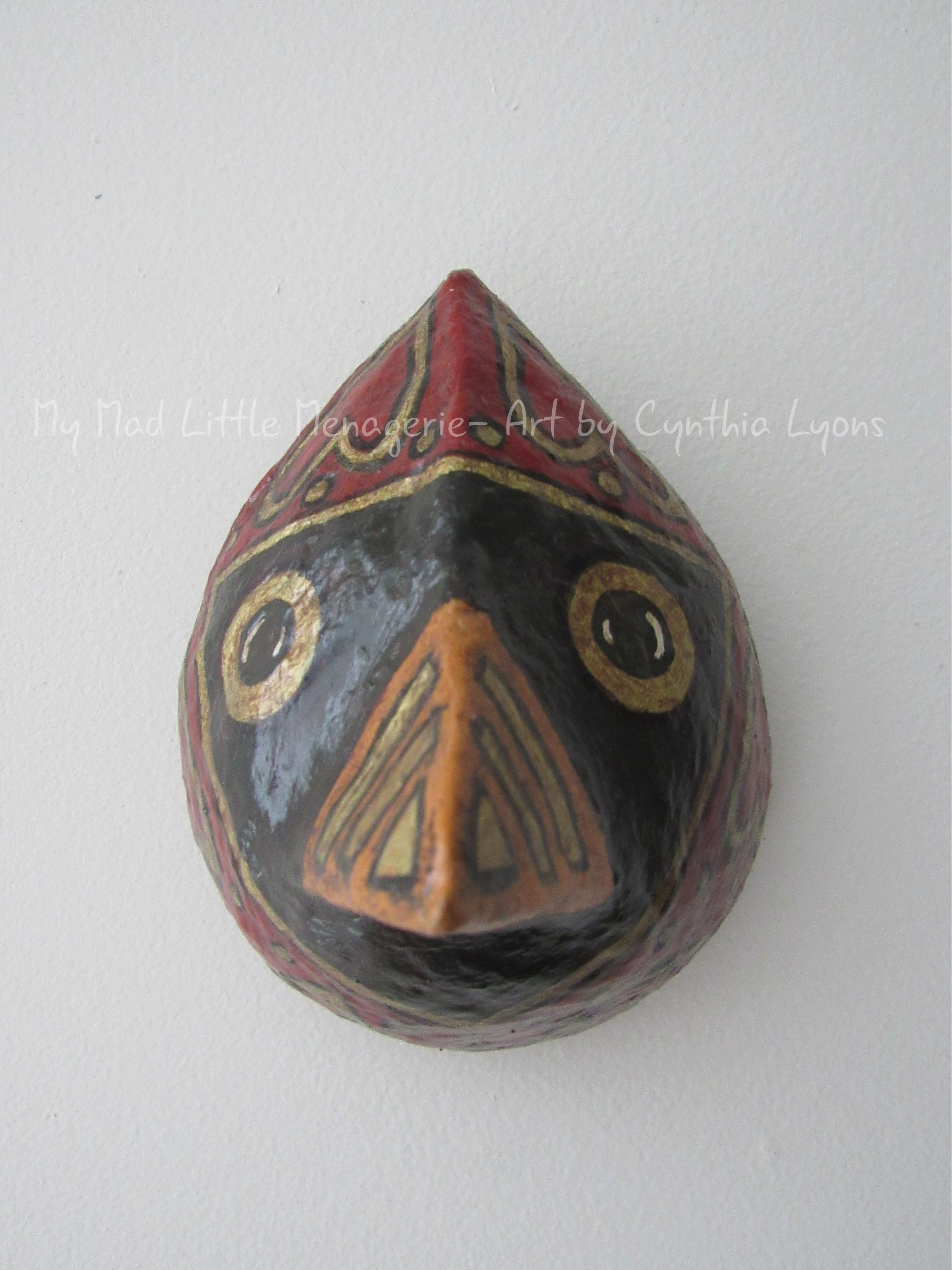 Cardinal Paper Mache Head Bird Paper Mache Red Bird Song Bird Art ...