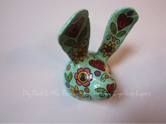 Paper mache rabbit head paper mache hare Mexican art faux | Etsy