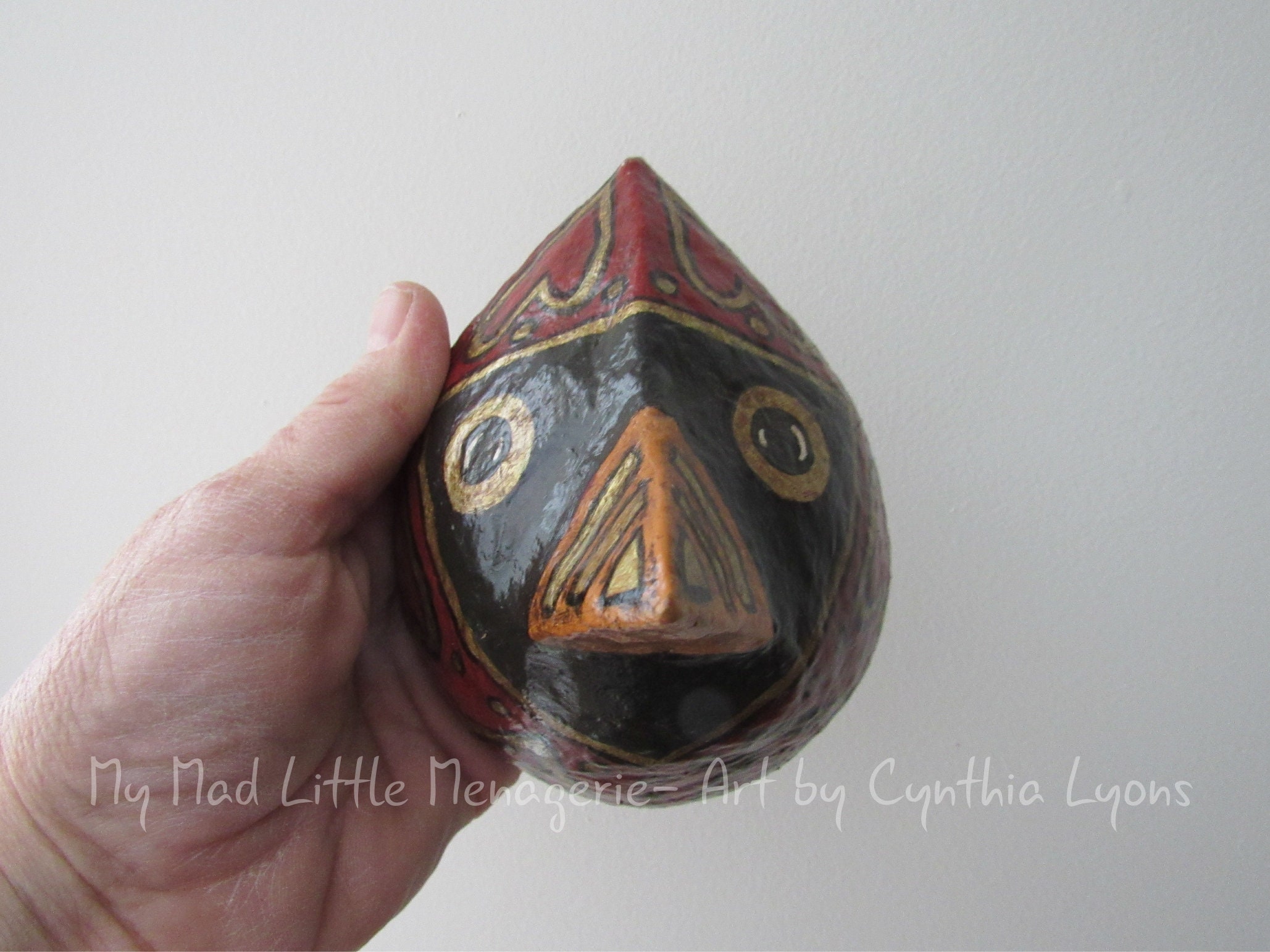Cardinal Paper Mache Head Bird Paper Mache Red Bird Song Bird Art ...