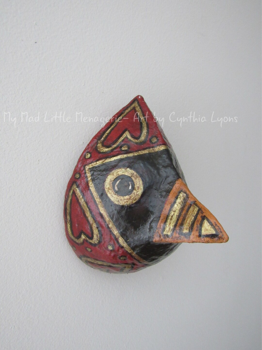 Cardinal Paper Mache Head Bird Paper Mache Red Bird Song Bird Art ...