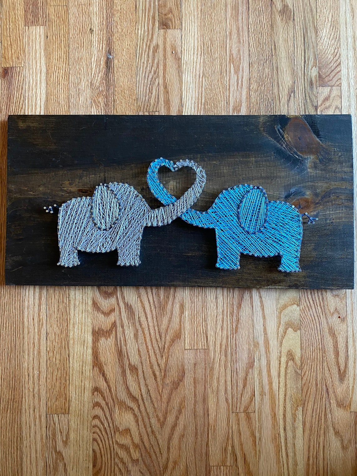 Elephant String Art With Trunk Heart Customizable Elephant - Etsy