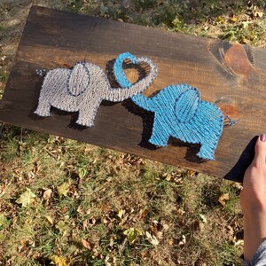 Elephant string art with trunk heart | Etsy