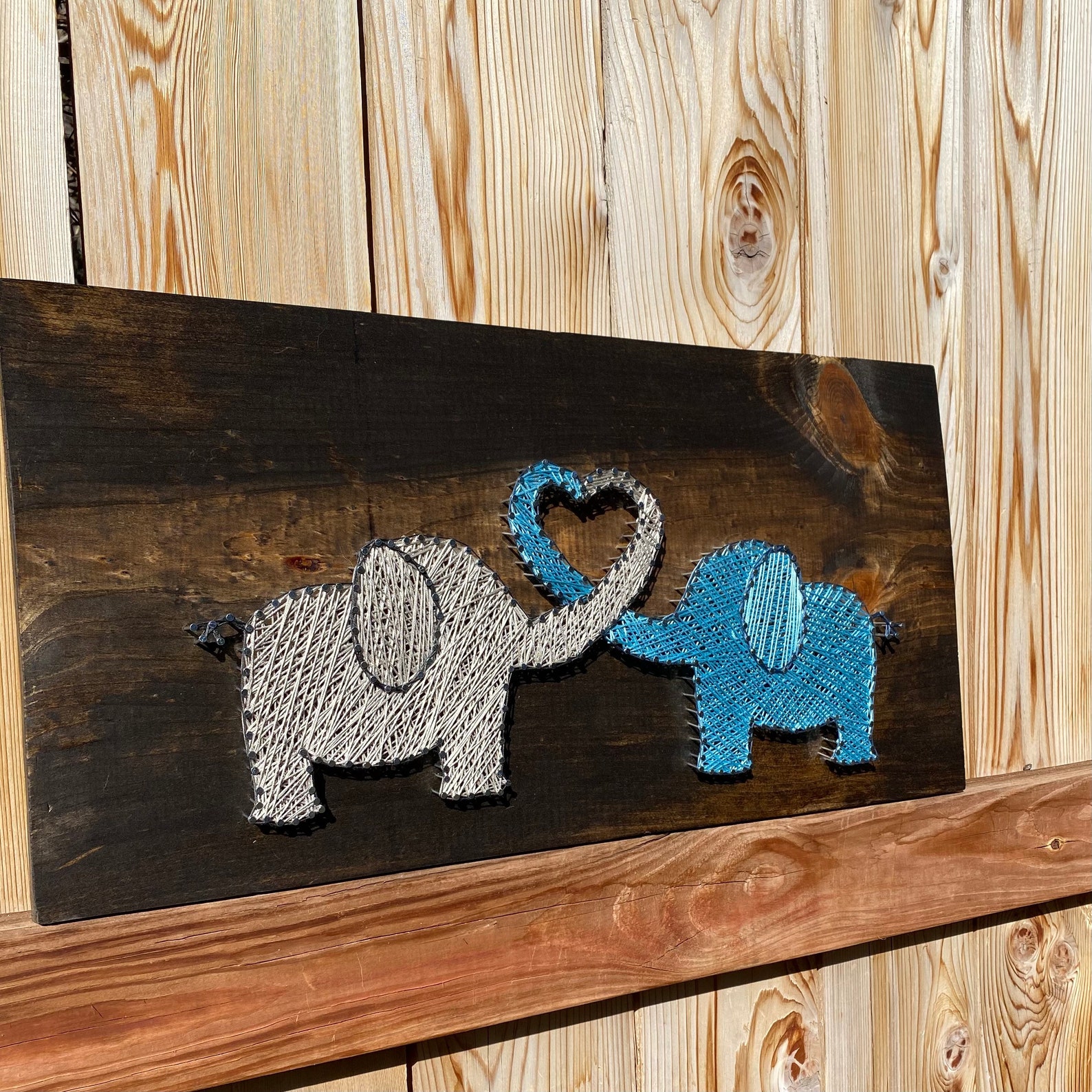 Elephant String Art With Trunk Heart Customizable Elephant - Etsy