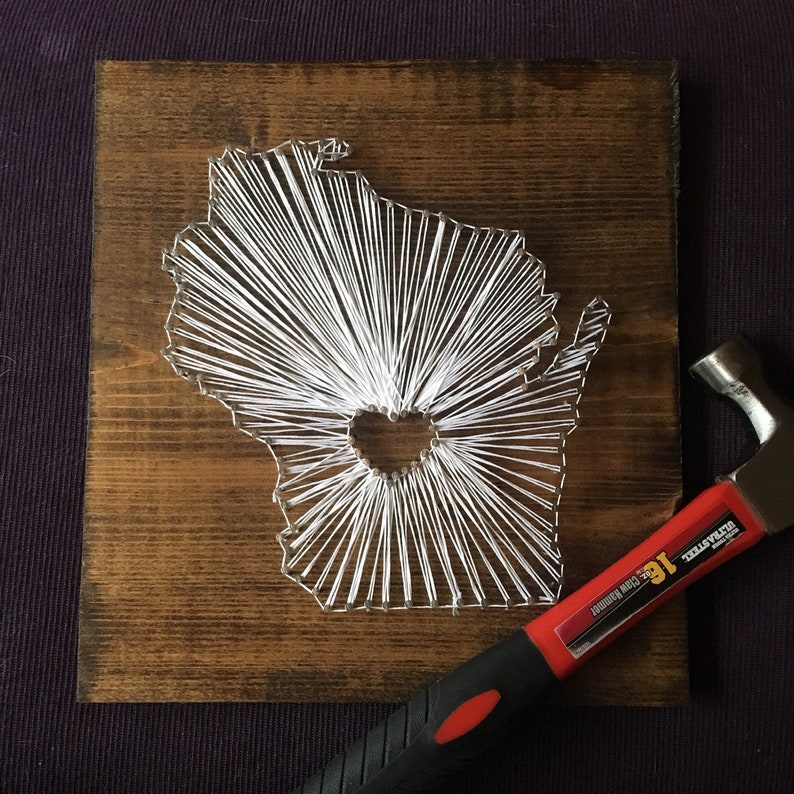 State String Art Featuring a Heart Over Your Favorite City | Etsy