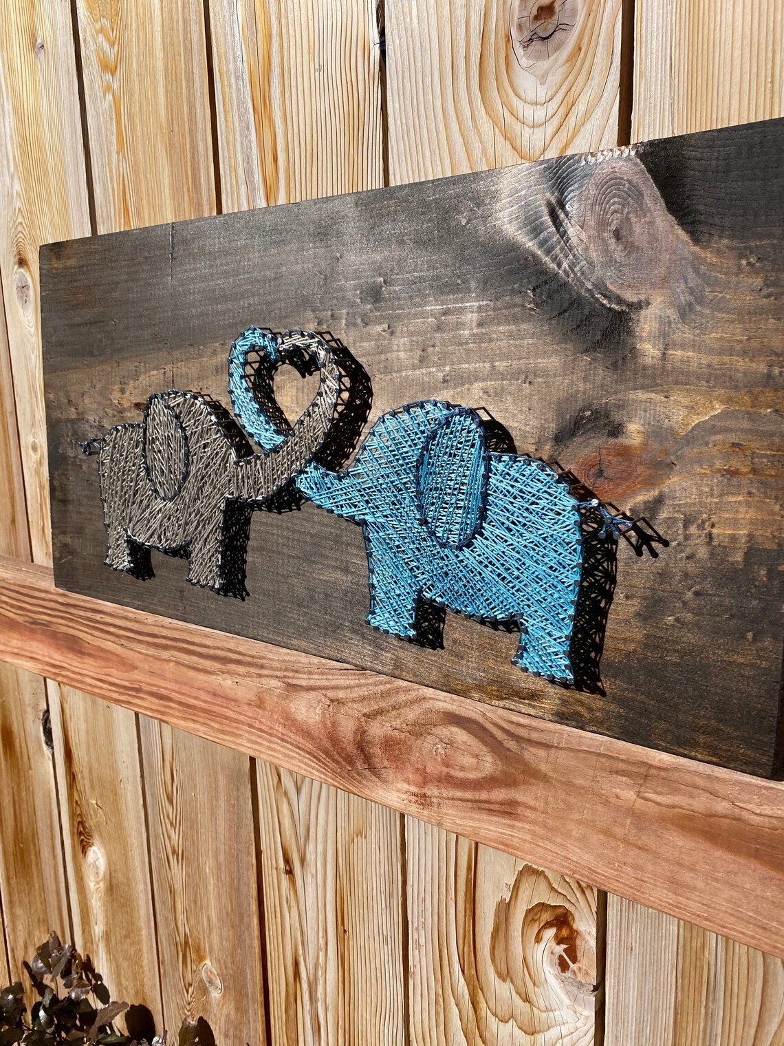 Elephant String Art With Trunk Heart Customizable Elephant - Etsy