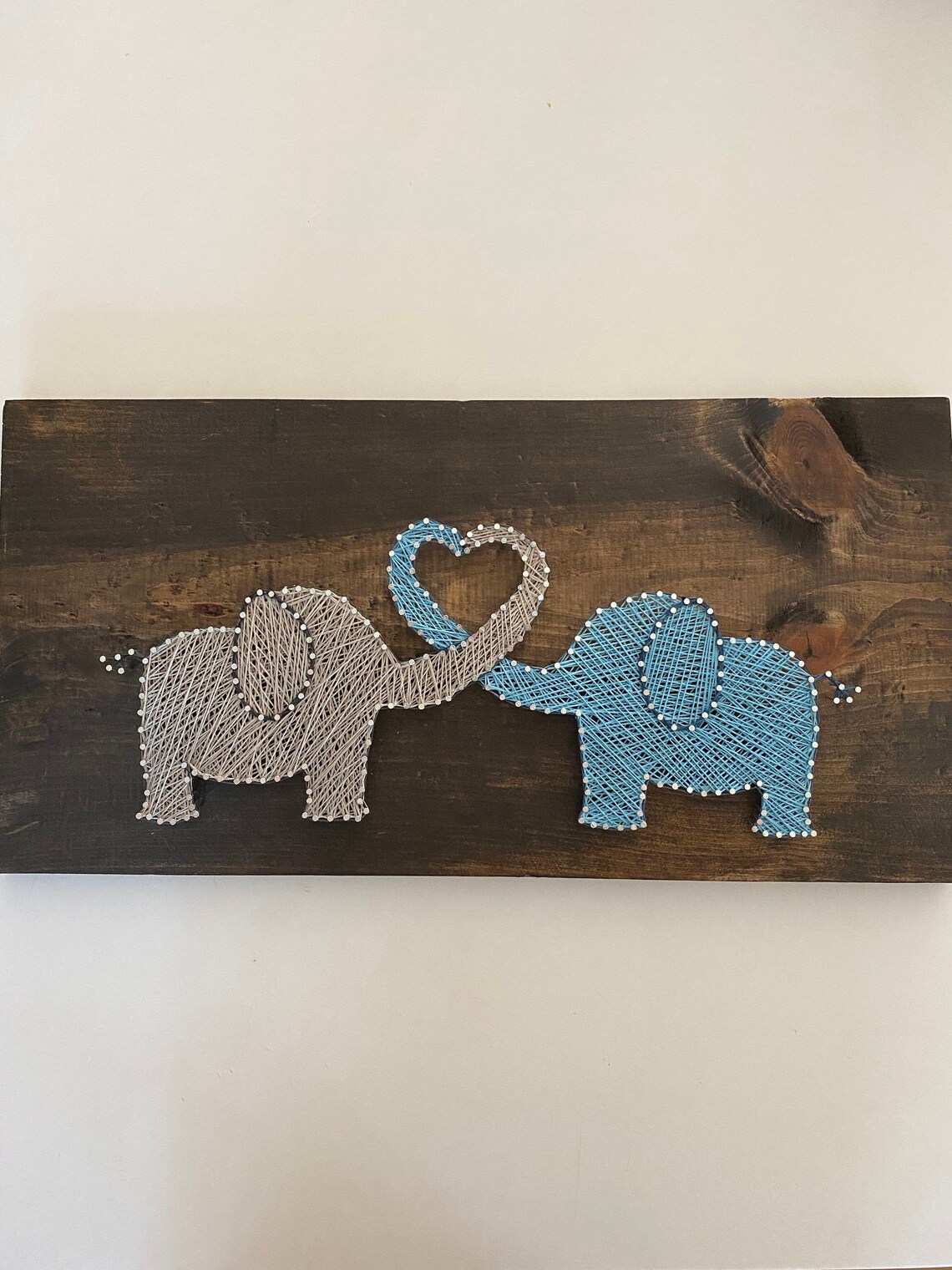 Elephant String Art With Trunk Heart Customizable Elephant - Etsy