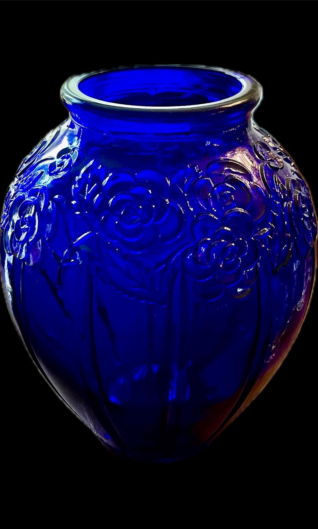 Cobalt Blue Art Deco - Style Vase - Etsy