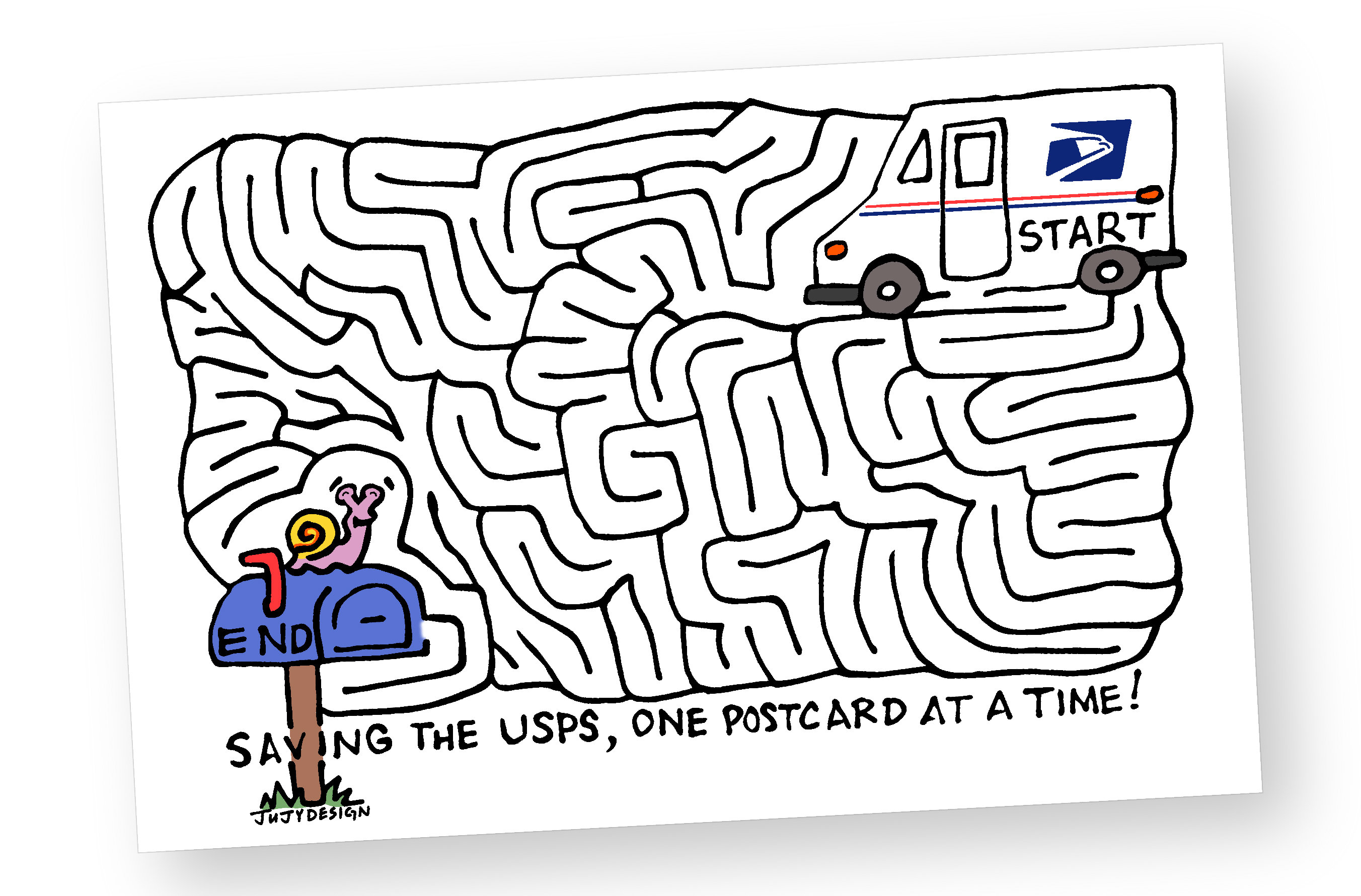 Maze Postcards (10 Save the Usps-themed Postcards, 2 Unique Styles, 4x6 ...