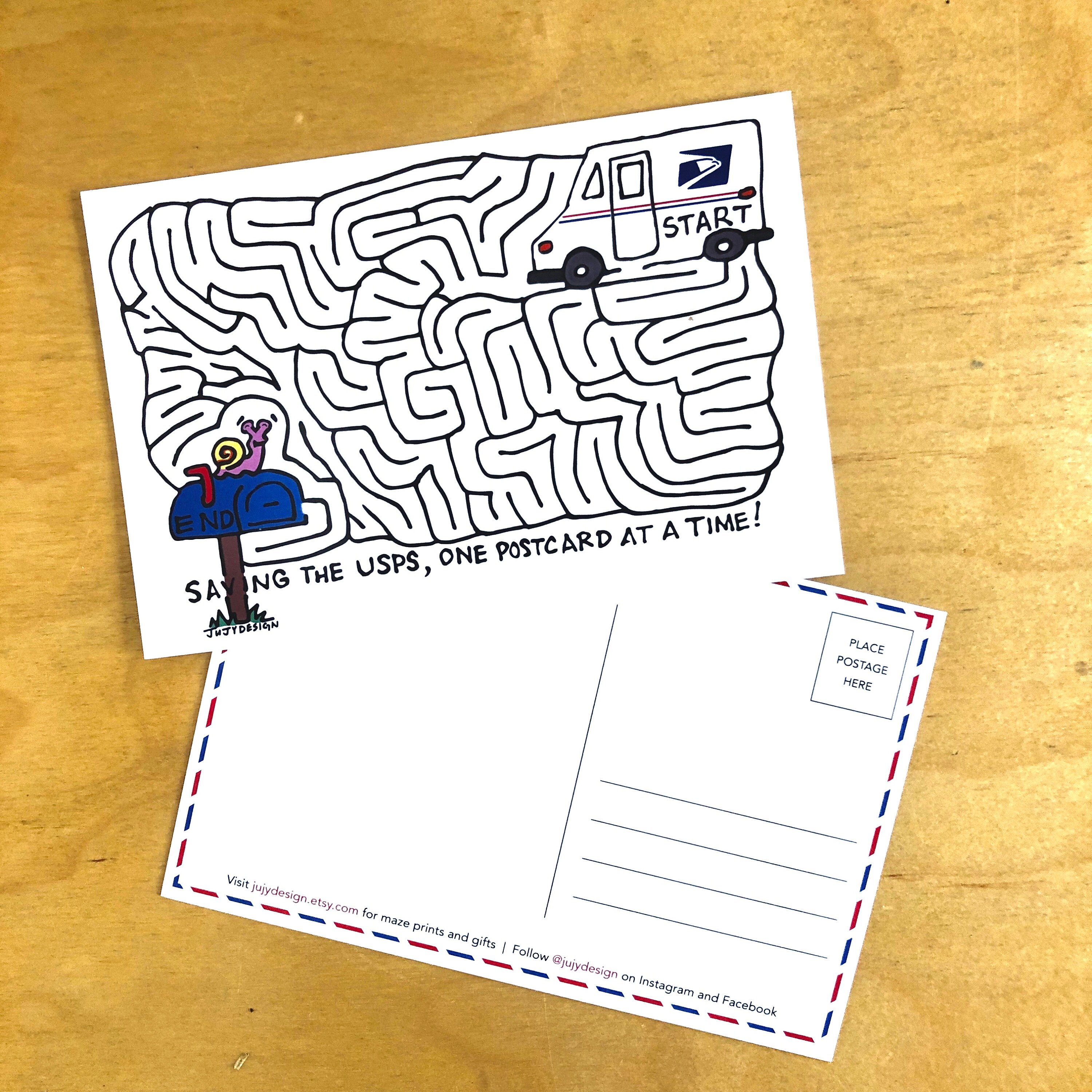 Maze Postcards (10 Save the Usps-themed Postcards, 2 Unique Styles, 4x6 ...