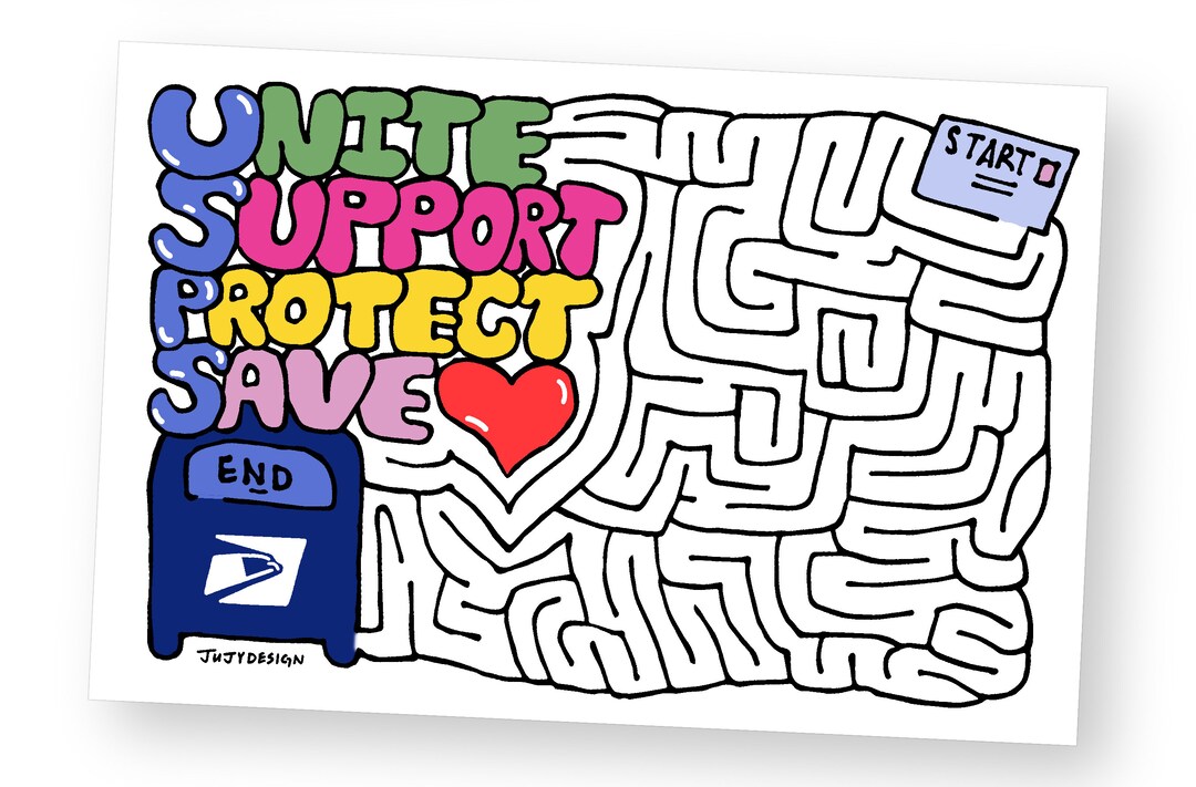 Maze Postcards (10 Save the Usps-themed Postcards, 2 Unique Styles, 4x6 ...