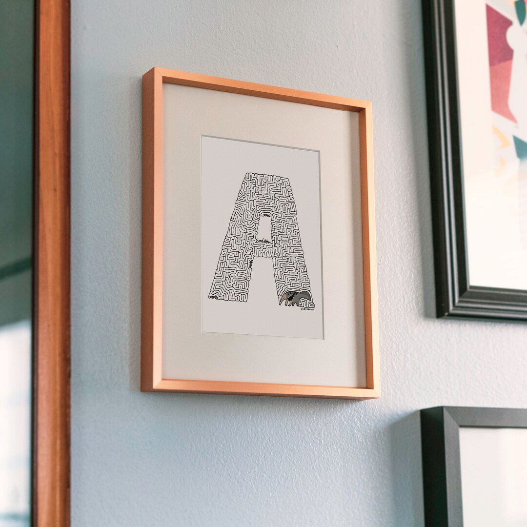 Wall Art Print: Letter A is for Anteater Animal Alphabet Maze Design ...