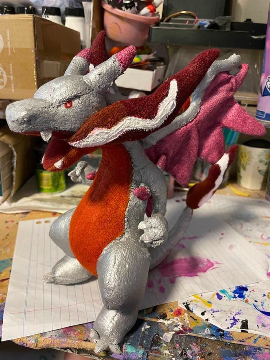 Pokemon Silver Charizard Custom Painted Plush - Etsy