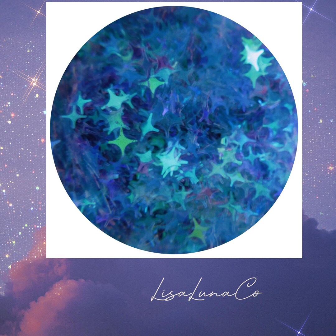 Blue Iridescent 4 Point Stars - Solvent Resistant Glitter - Etsy