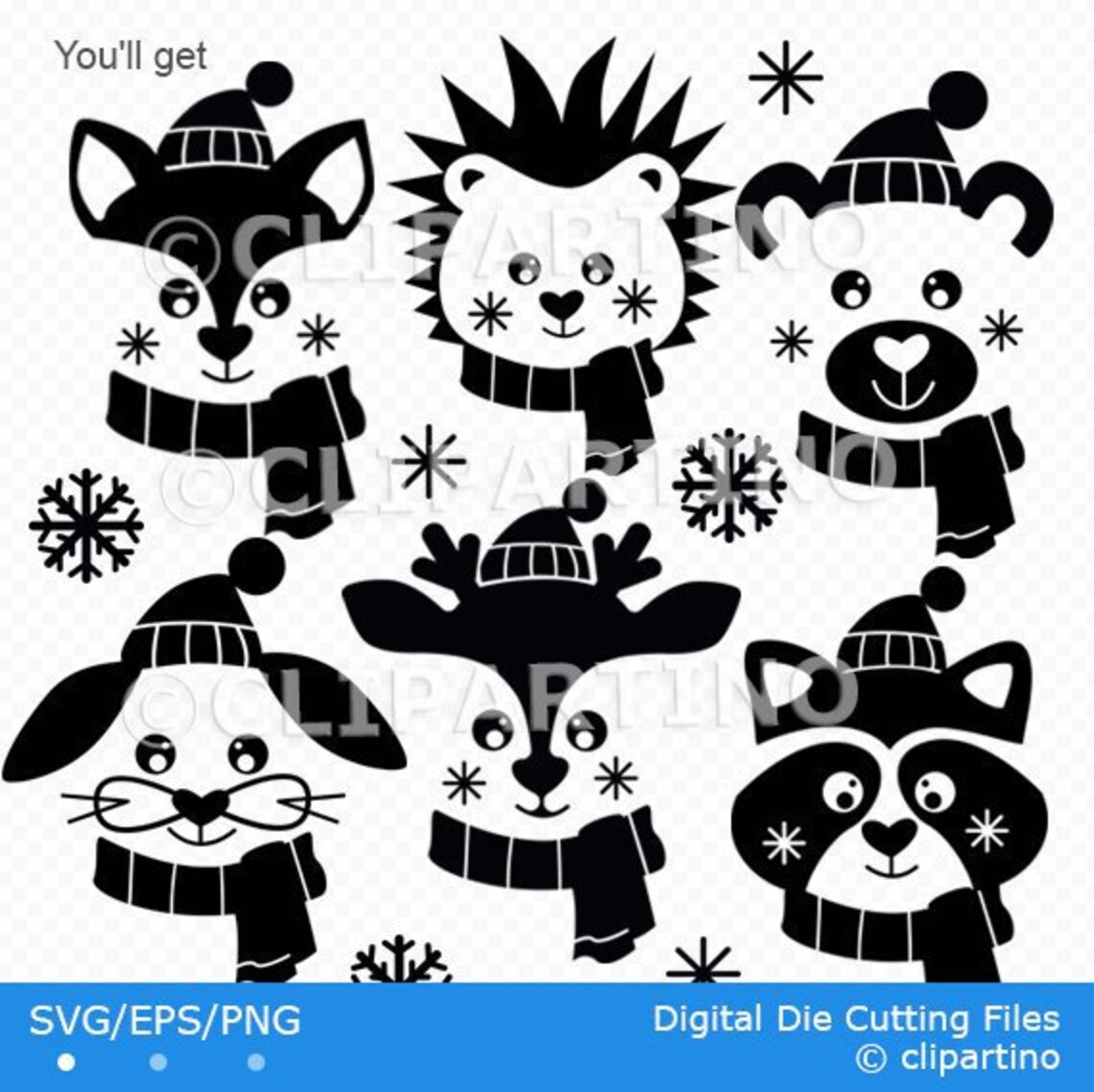 Christmas Animals SVG Cutting files Digital EPS Vinyl cut | Etsy