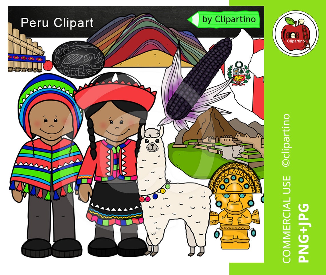 Peru Clipart-peruan Boy and Girl Clip Art-llama | Etsy