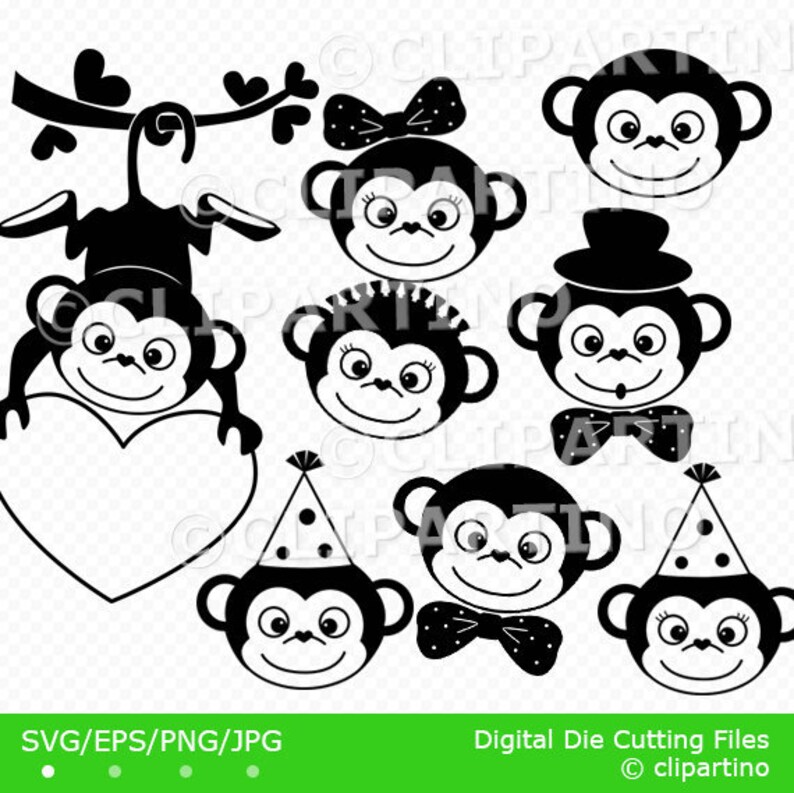 Monkeys SVG Cutting files Digital EPS Vinyl cut Design files | Etsy