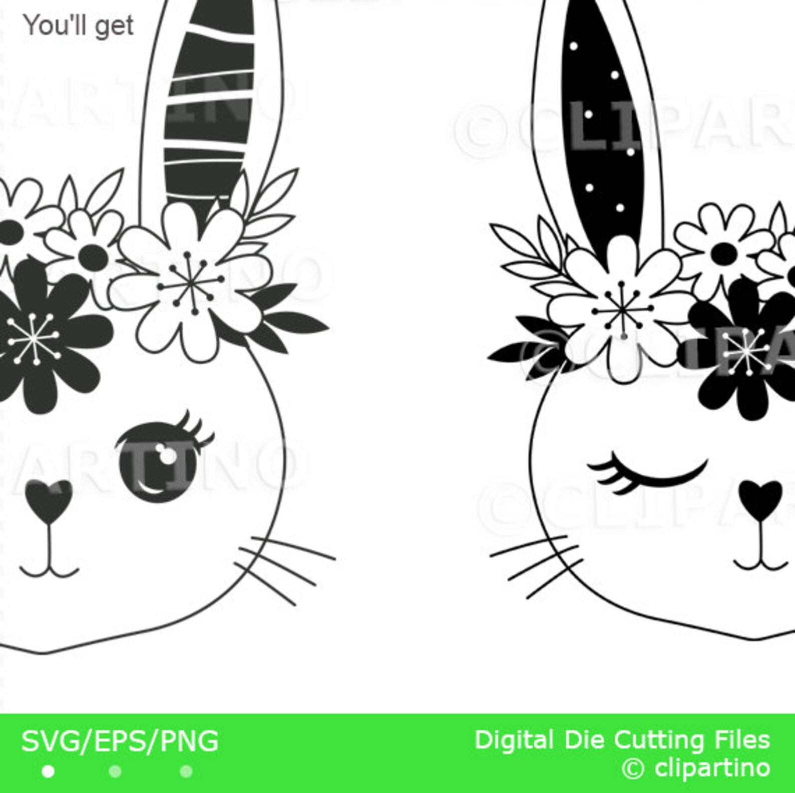 Rabbit face SVG bunny face SVG-Easter SVG-Cutting | Etsy