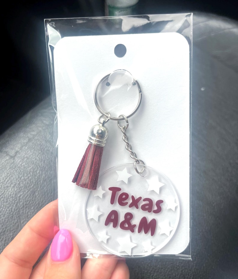 Personalized College Keychain - Custom Name, Color & Tassel Options ...