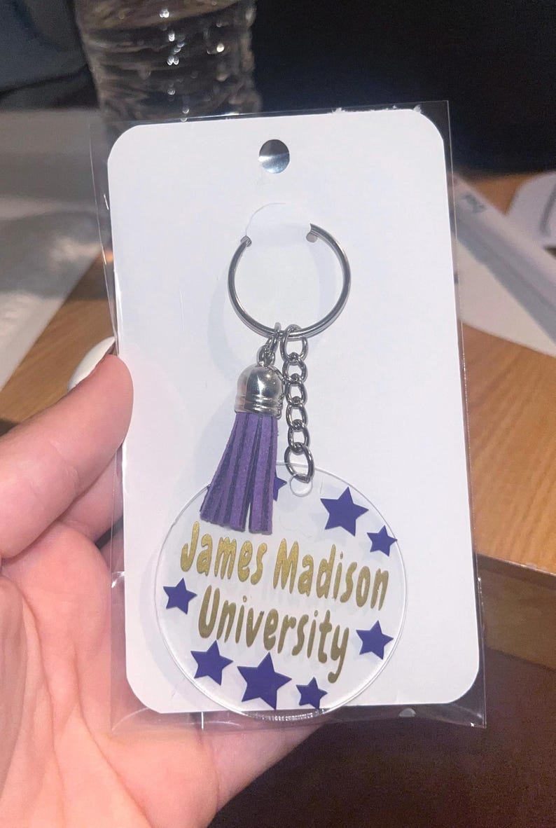 Personalized College Keychain - Custom Name, Color & Tassel Options ...