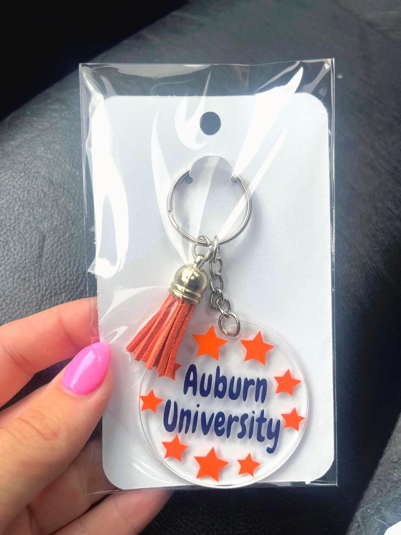 Personalized College Keychain - Custom Name, Color & Tassel Options ...