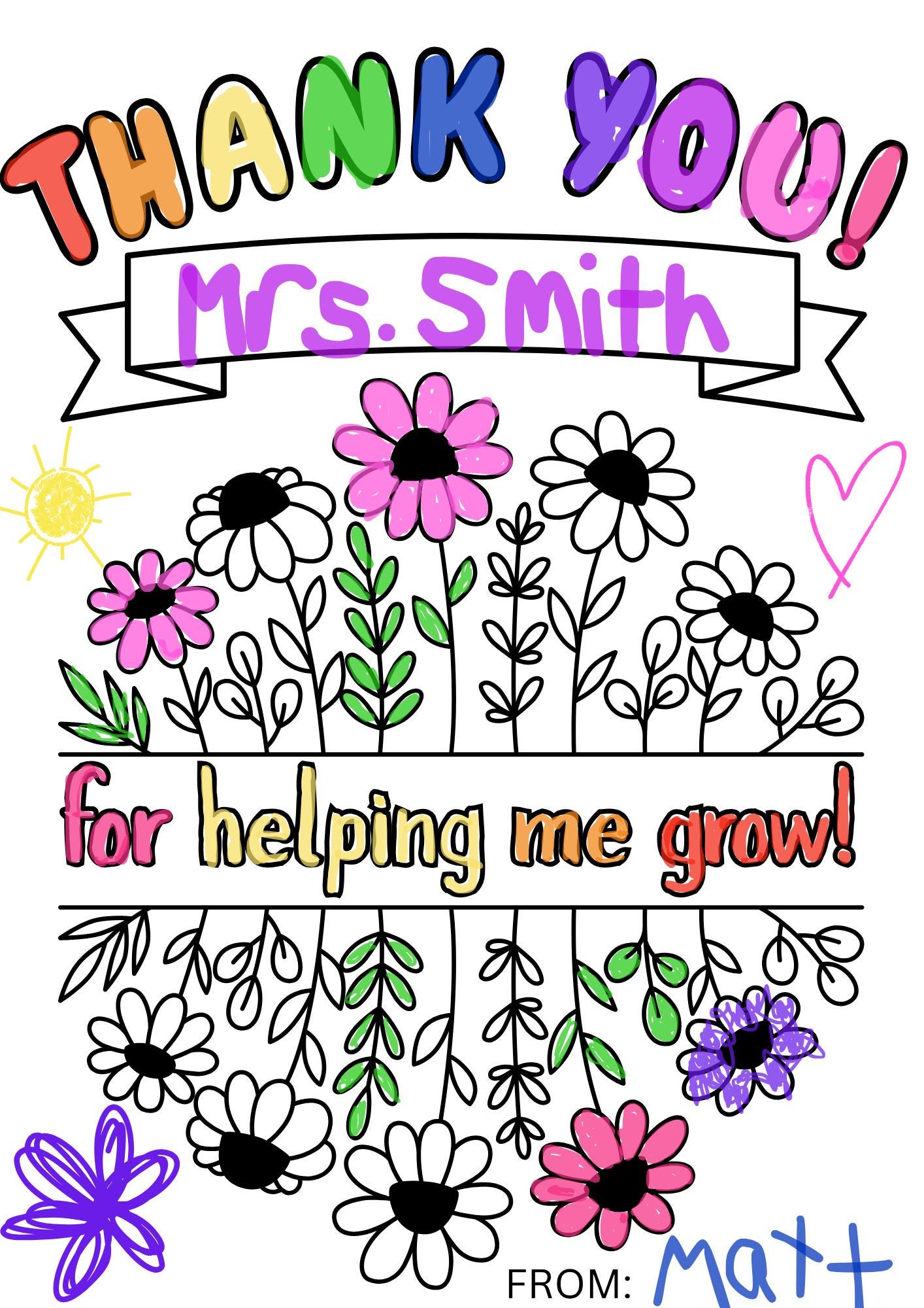 Flower Teacher Appreciation Printable End of Year Teacher Gift From ...