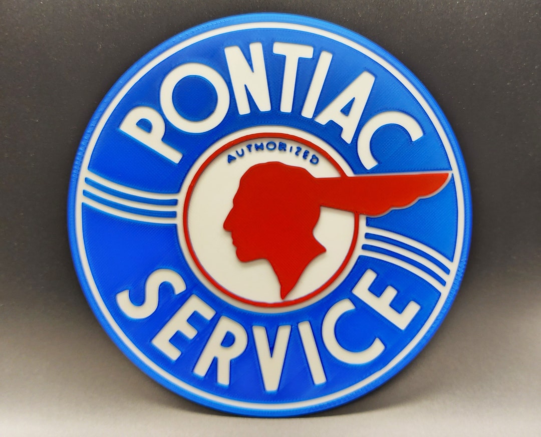 Vintage Pontiac Service Sign - 3D Printed Wall Decor Classic Retro ...