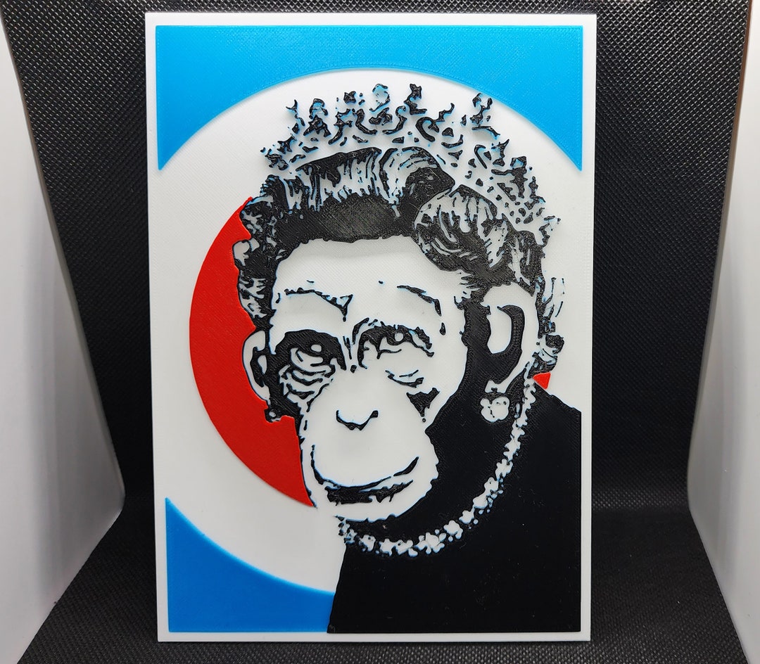 Monkey Queen by Banksy 3D Printed Wall Decor Classic Retro Multicolor ...