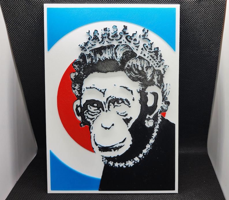 Monkey Queen by Banksy 3D Printed Wall Decor Classic Retro Multicolor ...