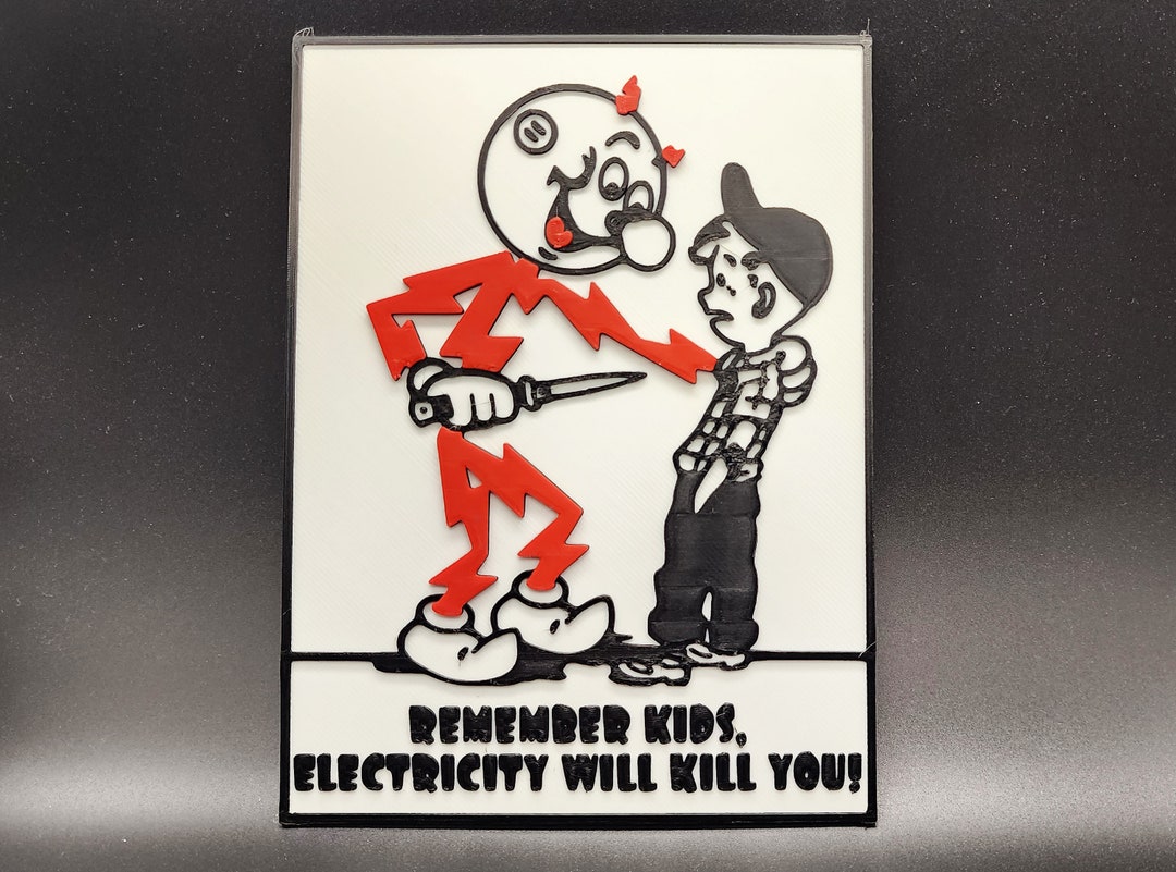 Vintage Electricity Will Kill You Sign - 3D Printed Wall Decor Classic ...