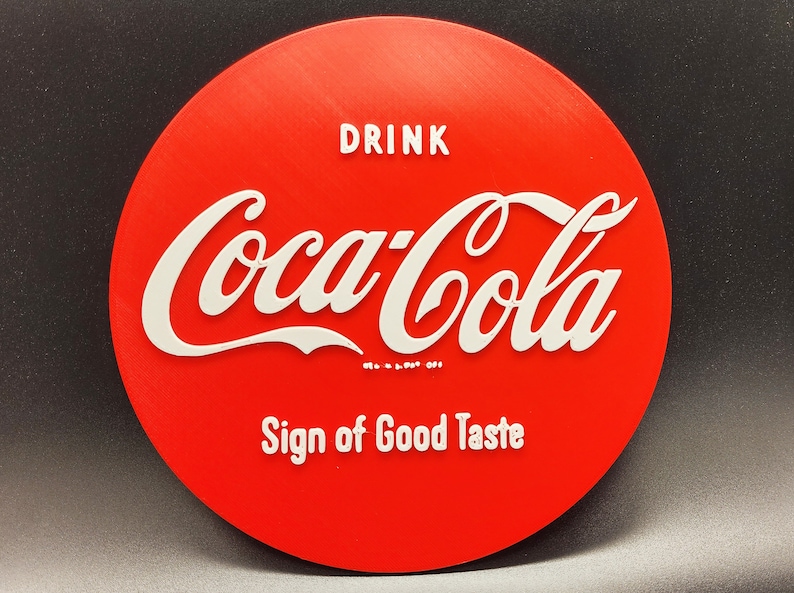 Vintage Coca-cola Button Sign - 3D Printed Wall Decor Classic Retro ...